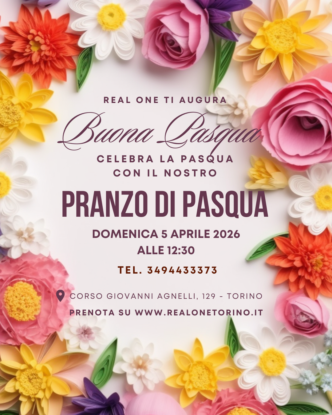 Pranzo di Pasqua a Torino 2026 da Real One - Real One Torino
