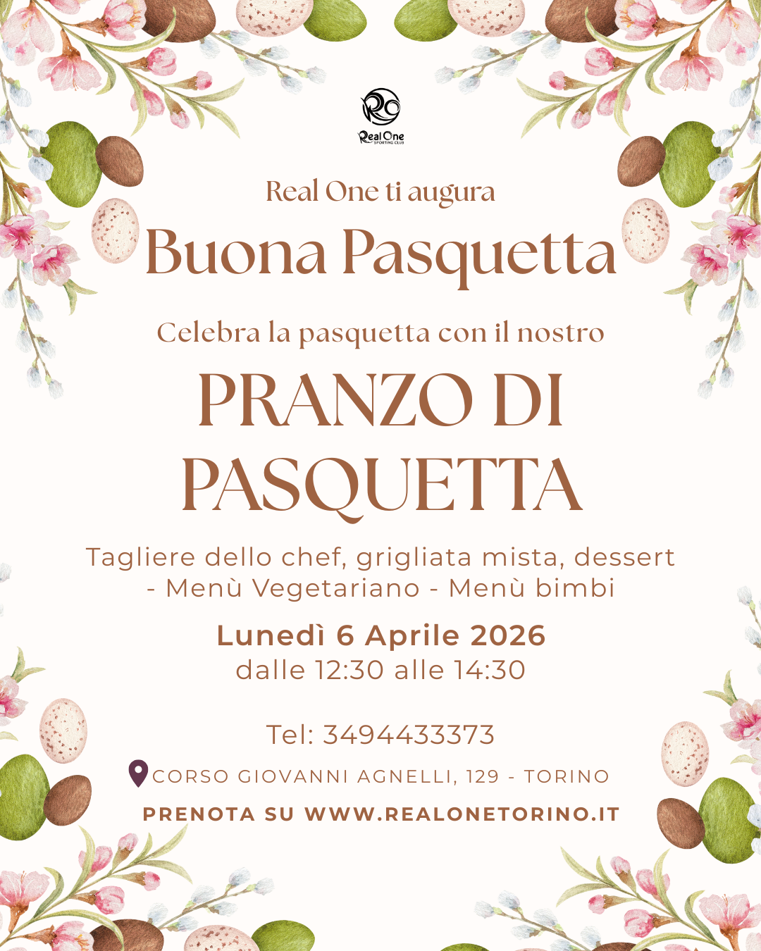 Pranzo di Pasquetta a Torino- Real One Torino